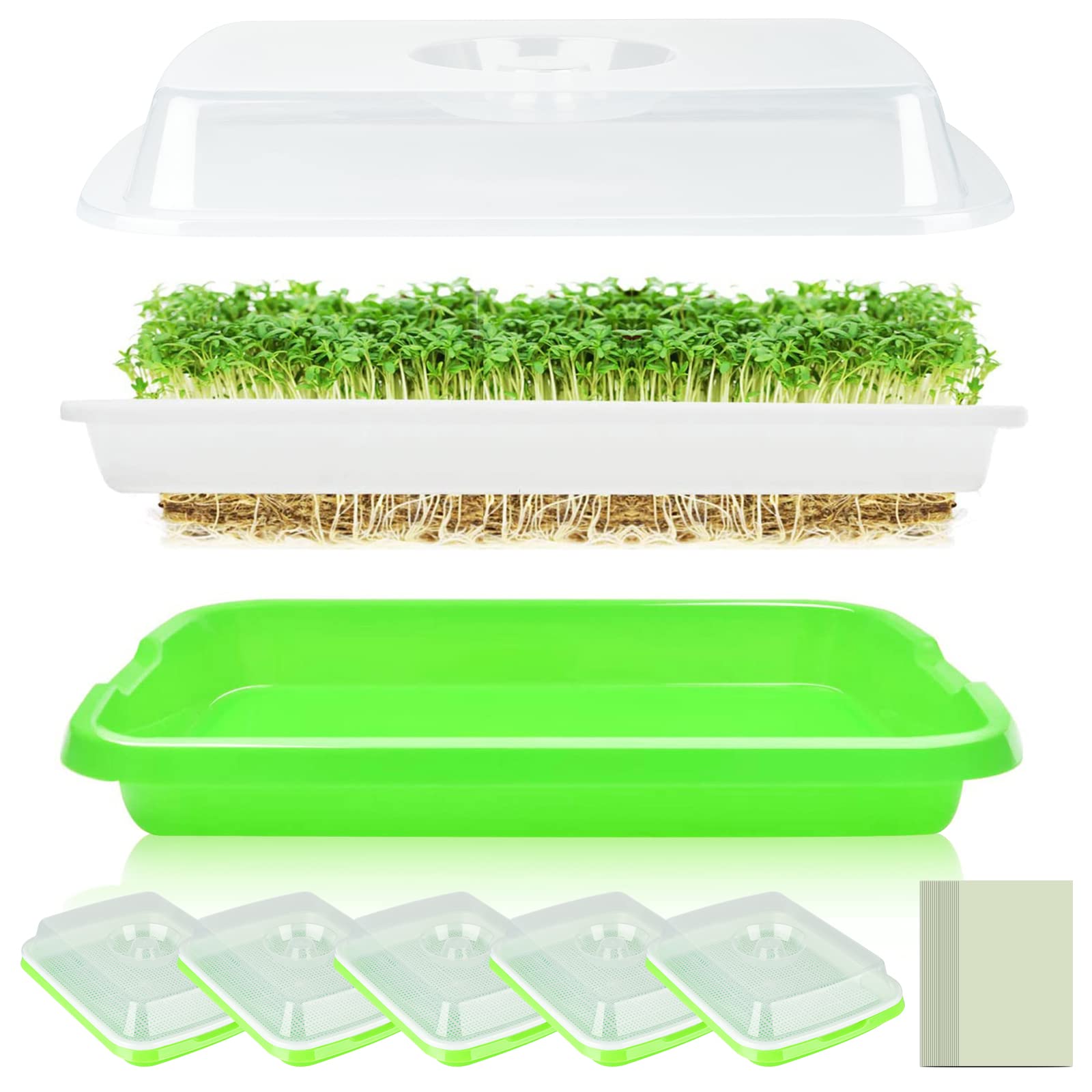 5 Pack Seed Sprouter Tray with Cover, Double Layer Sprouting Tray ...
