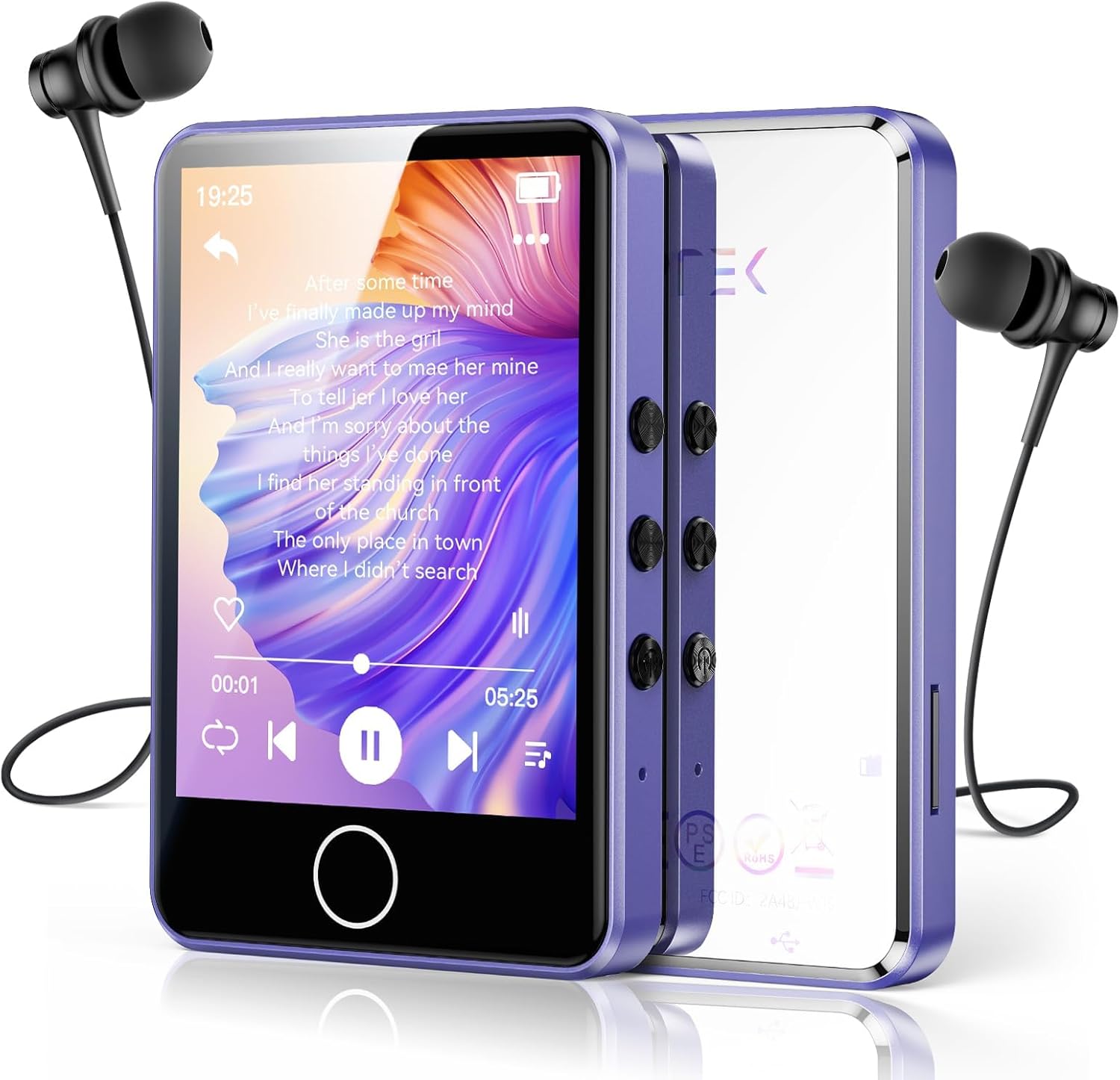 AGPTEK 2.8 inch 64GB MP3 Player with Bluetooth 5.3, Full Touch Screen ...