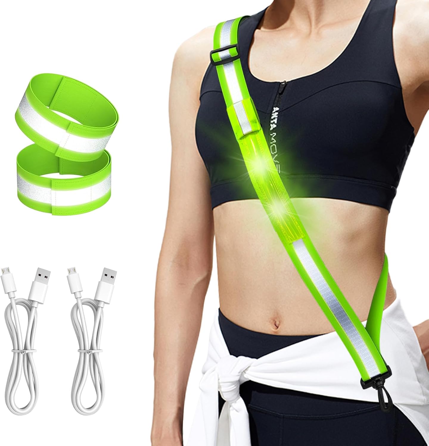 Amazon.com : LipLopBest LED Reflective Running Gear Set Reflective Belt ...