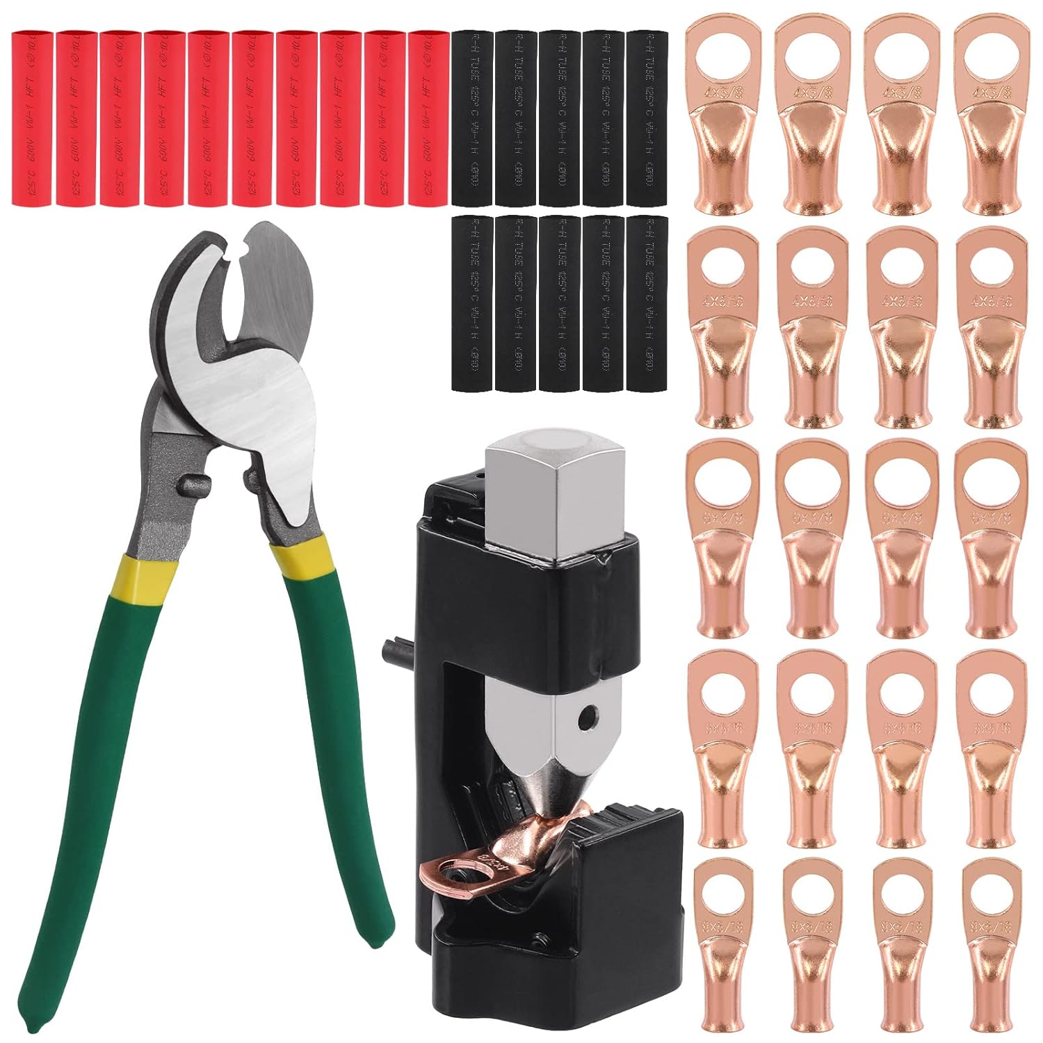 Mardatt 42Pcs Battery Cable Terminal Crimping Tool with 5 Types Copper ...