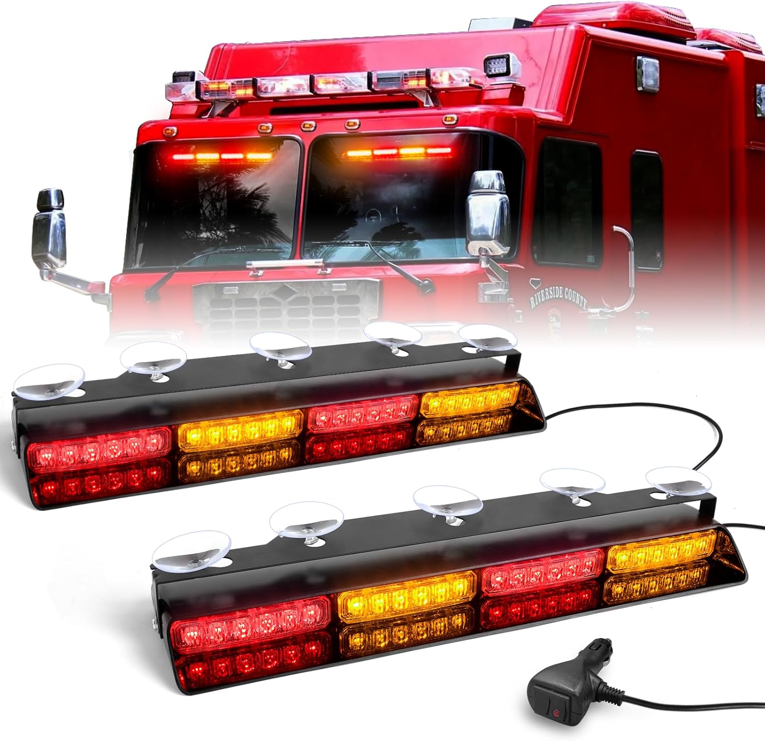 Amazon.com: HLauto 6Z4J Emergency Dash Strobe Lights: 2x16.8 inch Red ...
