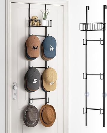 Amazon.com: HapiRm Over Door Hat Rack - Wall Mounted Hat Organizer with ...