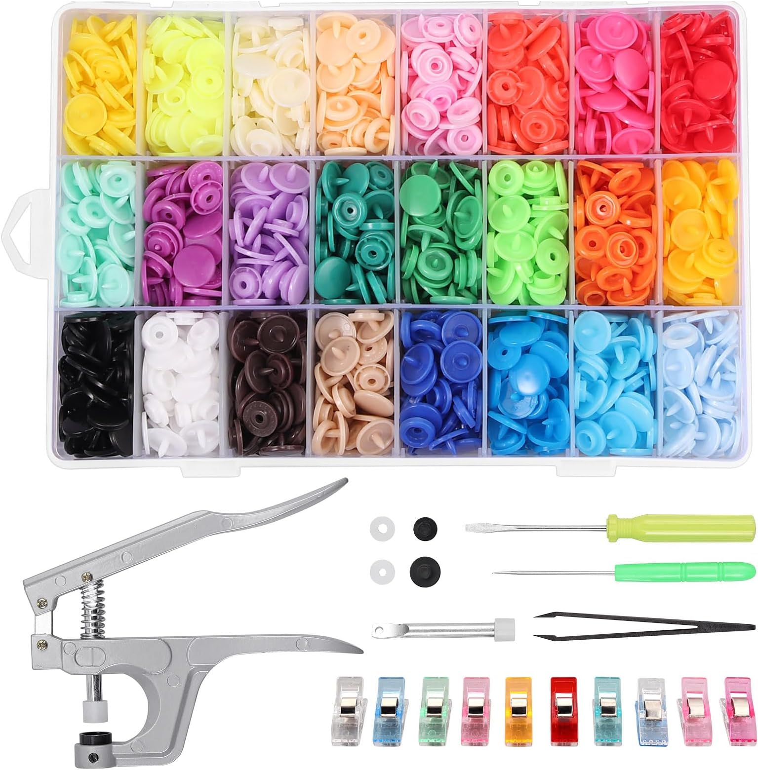 Amazon.com: Glarks 384Pcs Snaps Plastic Buttons with Snaps Pliers Set ...