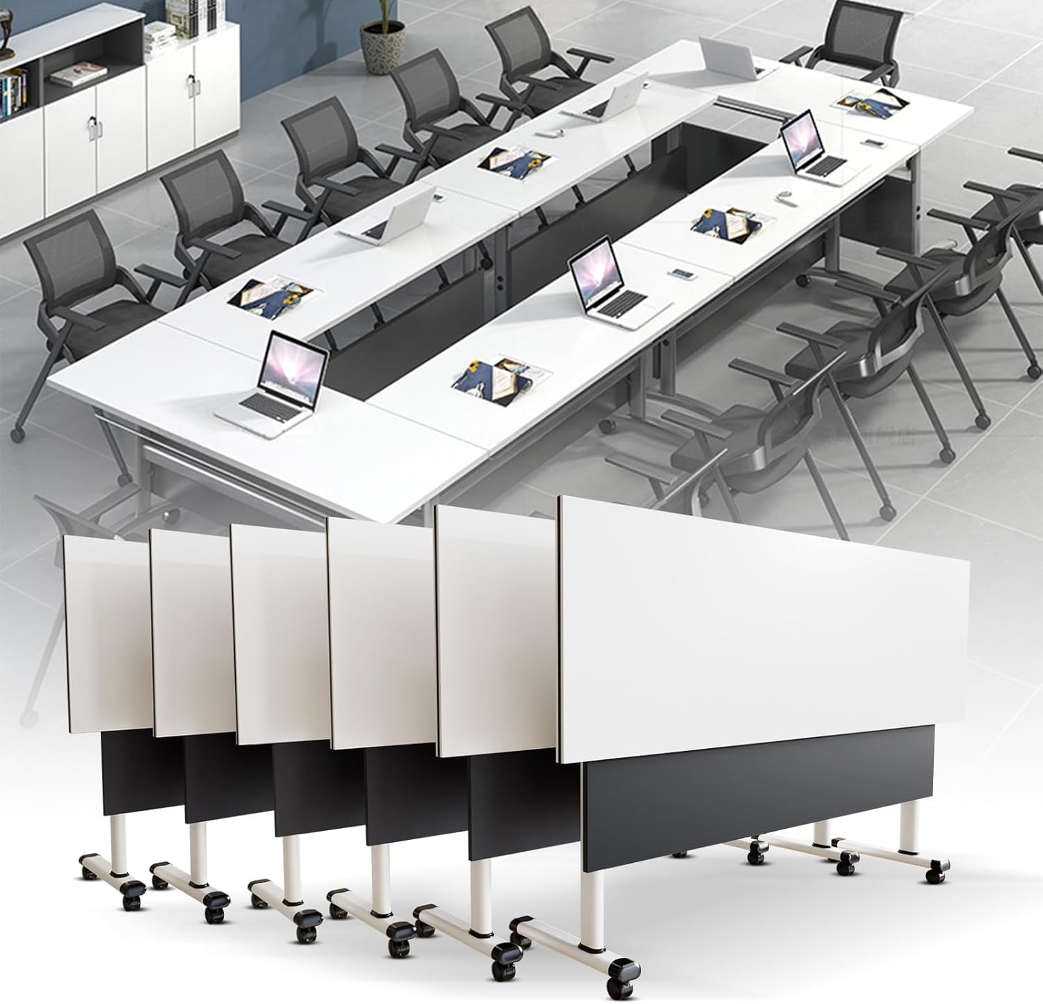 Amazon.com: Modern Folding Conference Table, Connecting Office ...
