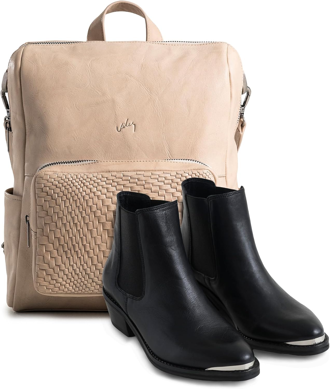 Amazon.com: VELEZ Beige Top Grain Leather Mini Backpack For Women Black ...