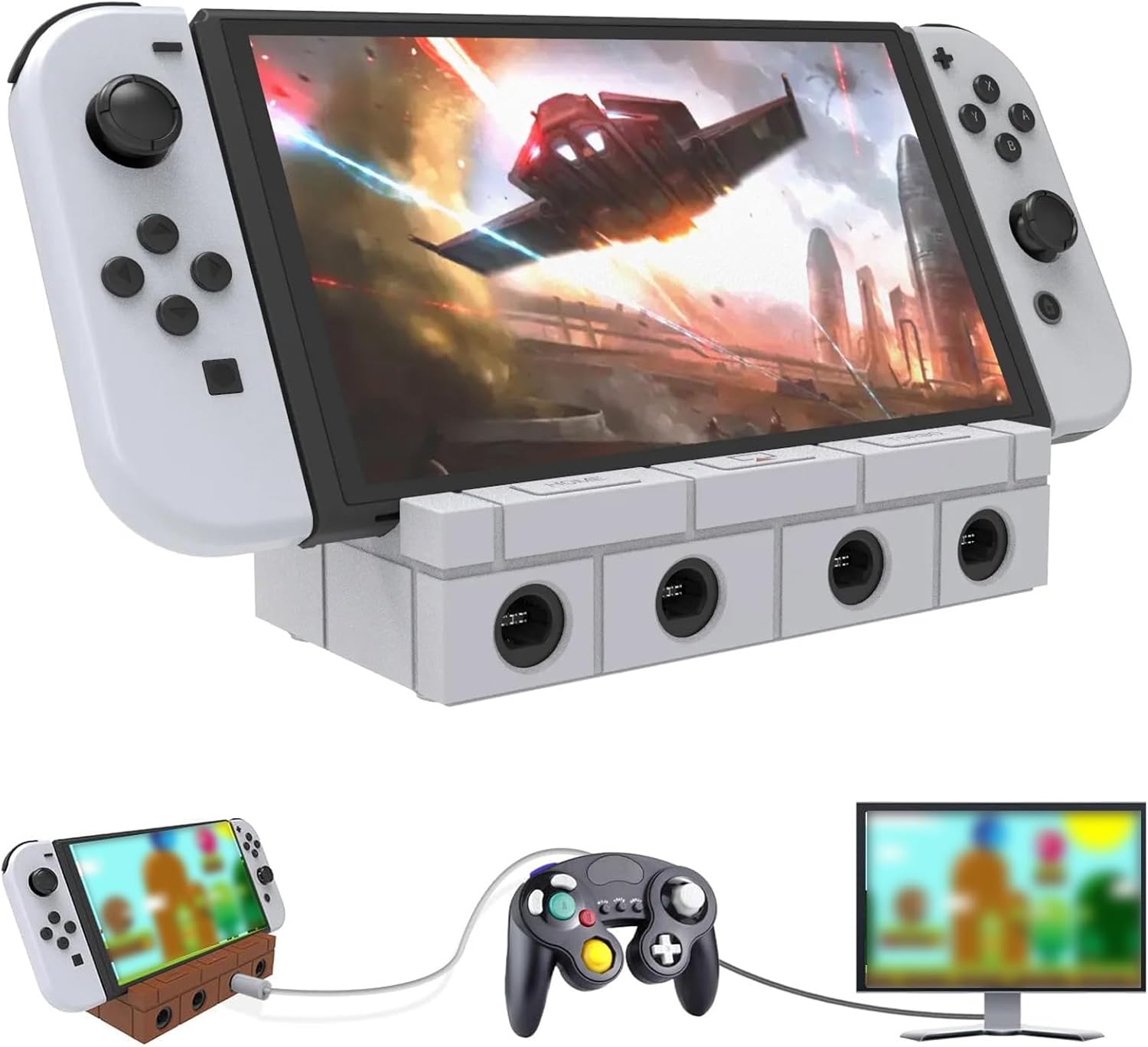AARONMEI Dock para Nintendo Switch/OLED, TV Dock con Adaptador para Mando Gamecube, Reemplaza el ...