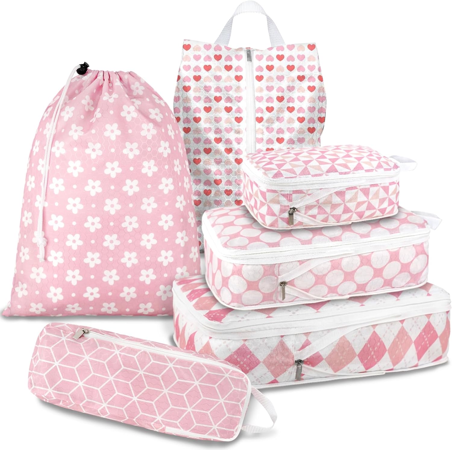 Amazon.com: 6 Set Compression Packing Cubes Compressed Storage Bags for ...