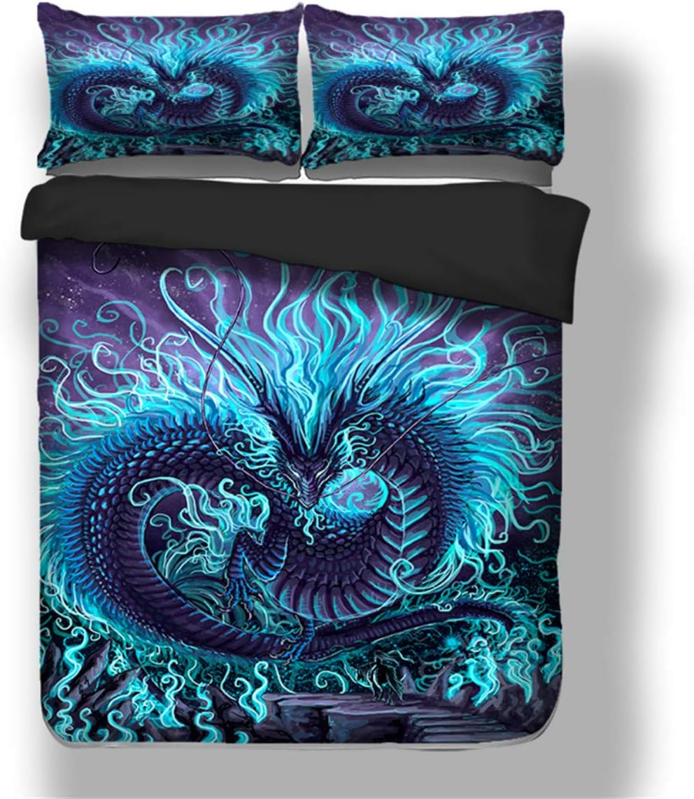 Amazon.com: 3D Blue Dragon Bedding Set Chinese Dragon Full Queen Duvet ...