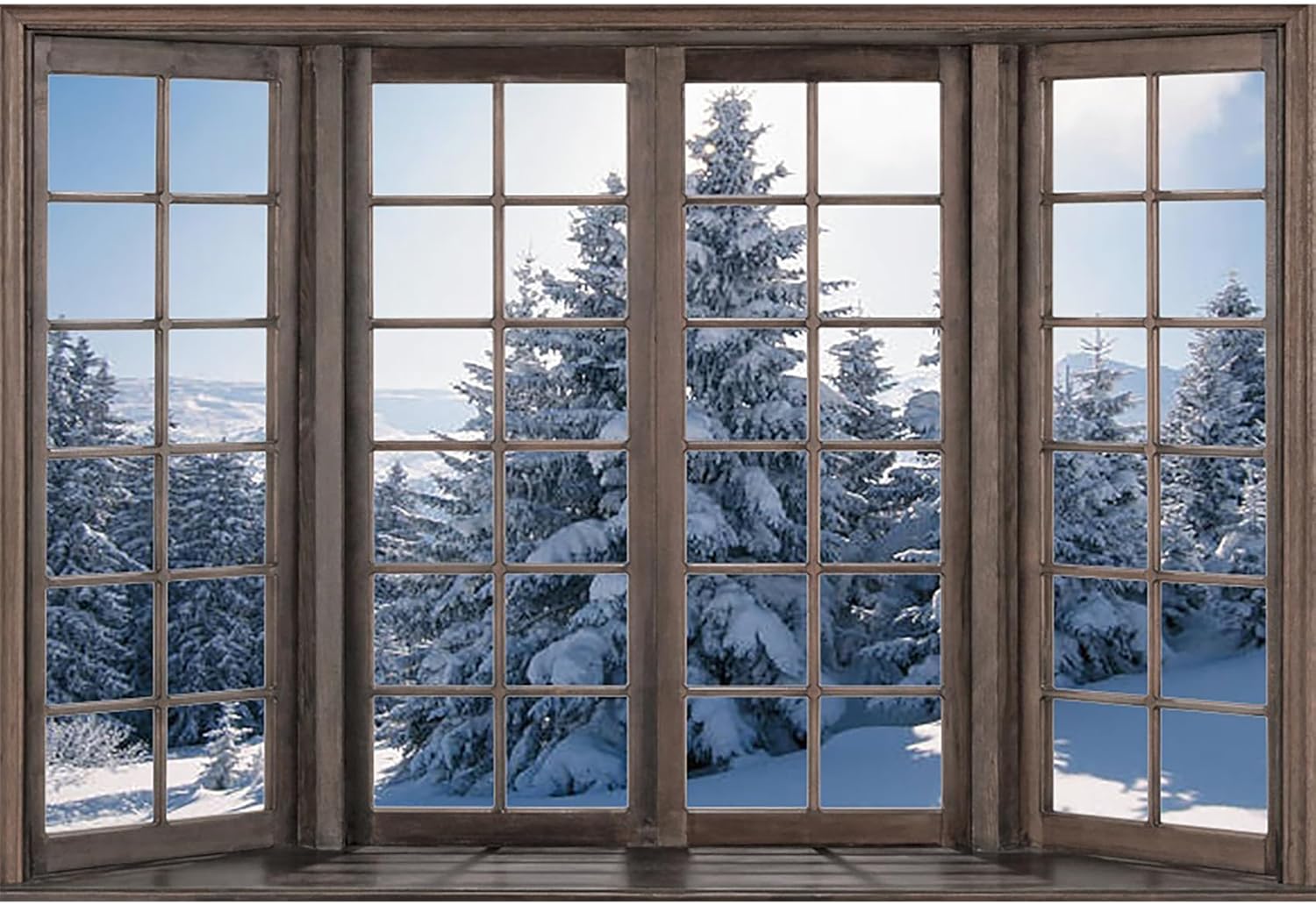 MIRRORANG 2,2x1,5m Winter Landscape Backdrop Window View Christmas Snow ...