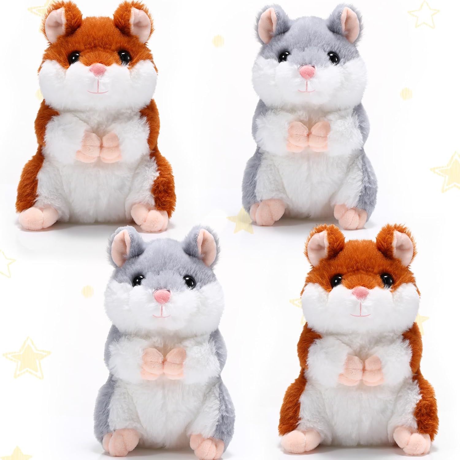 Motionchic 4 piezas de peluche de hámster de 8 pulgadas, juguete de ...