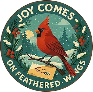Amazon.com: Red Cardinal Christmas Sign – 8 Inch Round Aluminum Winter ...