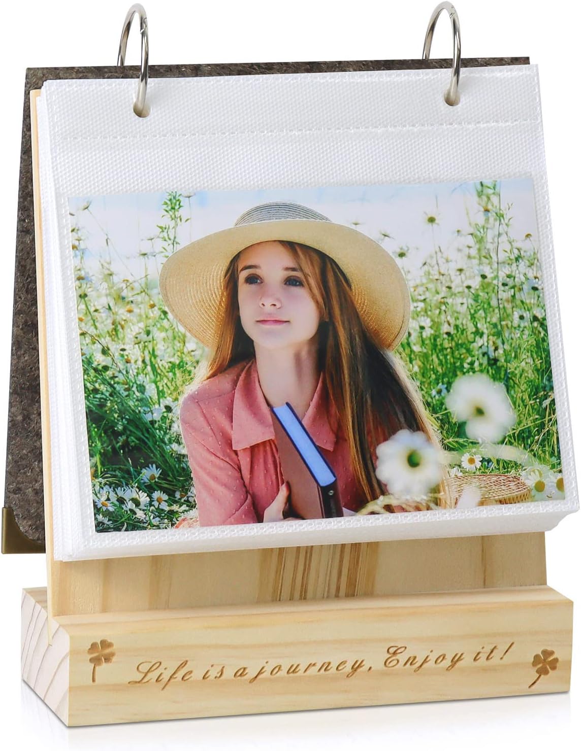 Amazon.com: ZEEYUAN 60 Pockets of 4x6 Flip Photo Album on Stand Wooden ...