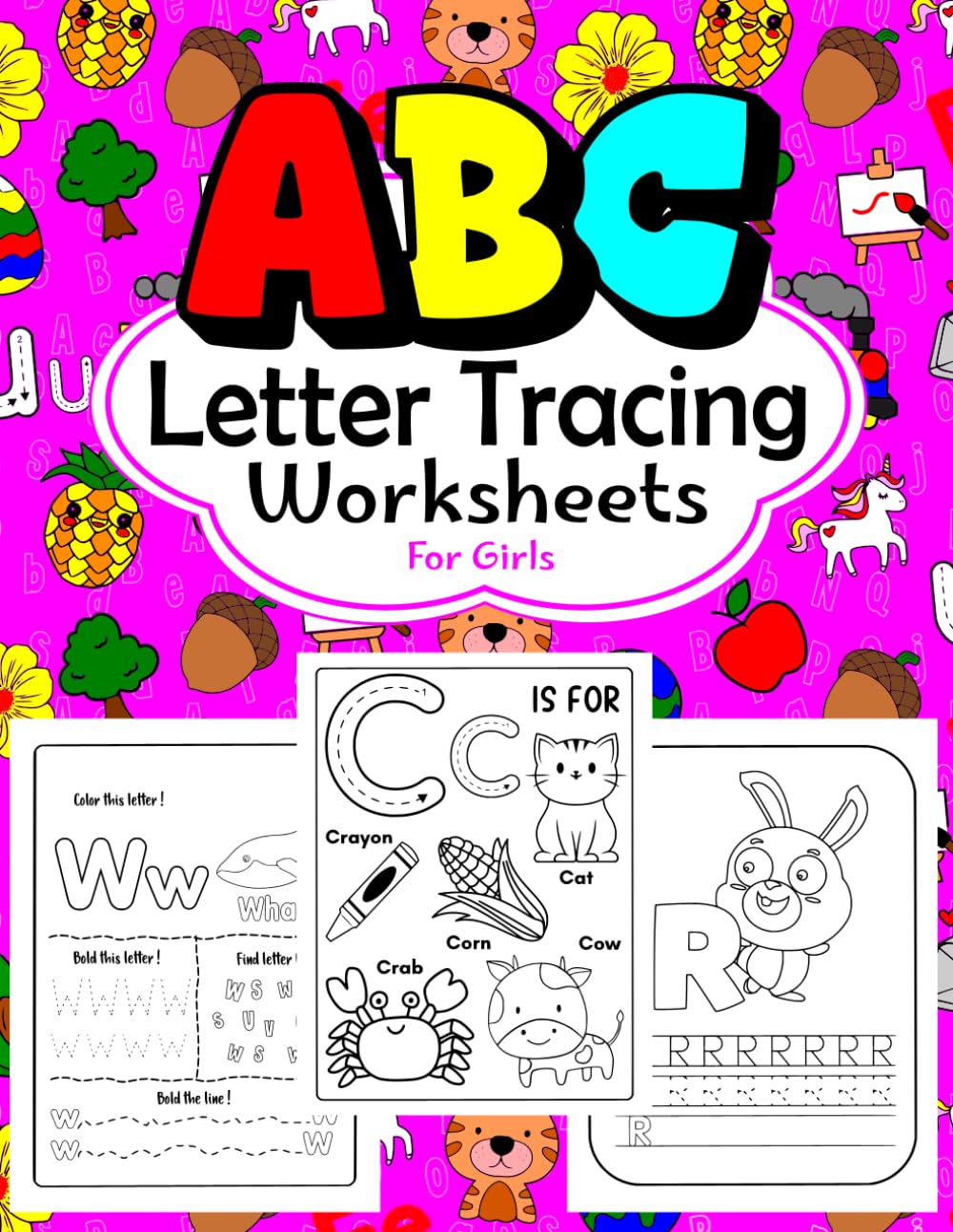 Amazon.com: ABC Letter Tracing Worksheets For Girls: Alphabet ...