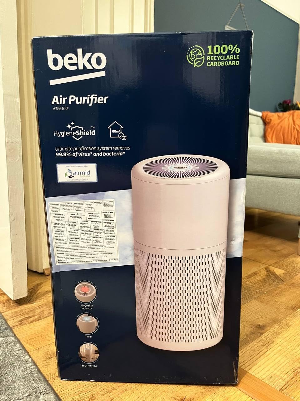 BEKO White Line Air Purifier Small ATP5100I |White Design |360° Air ...