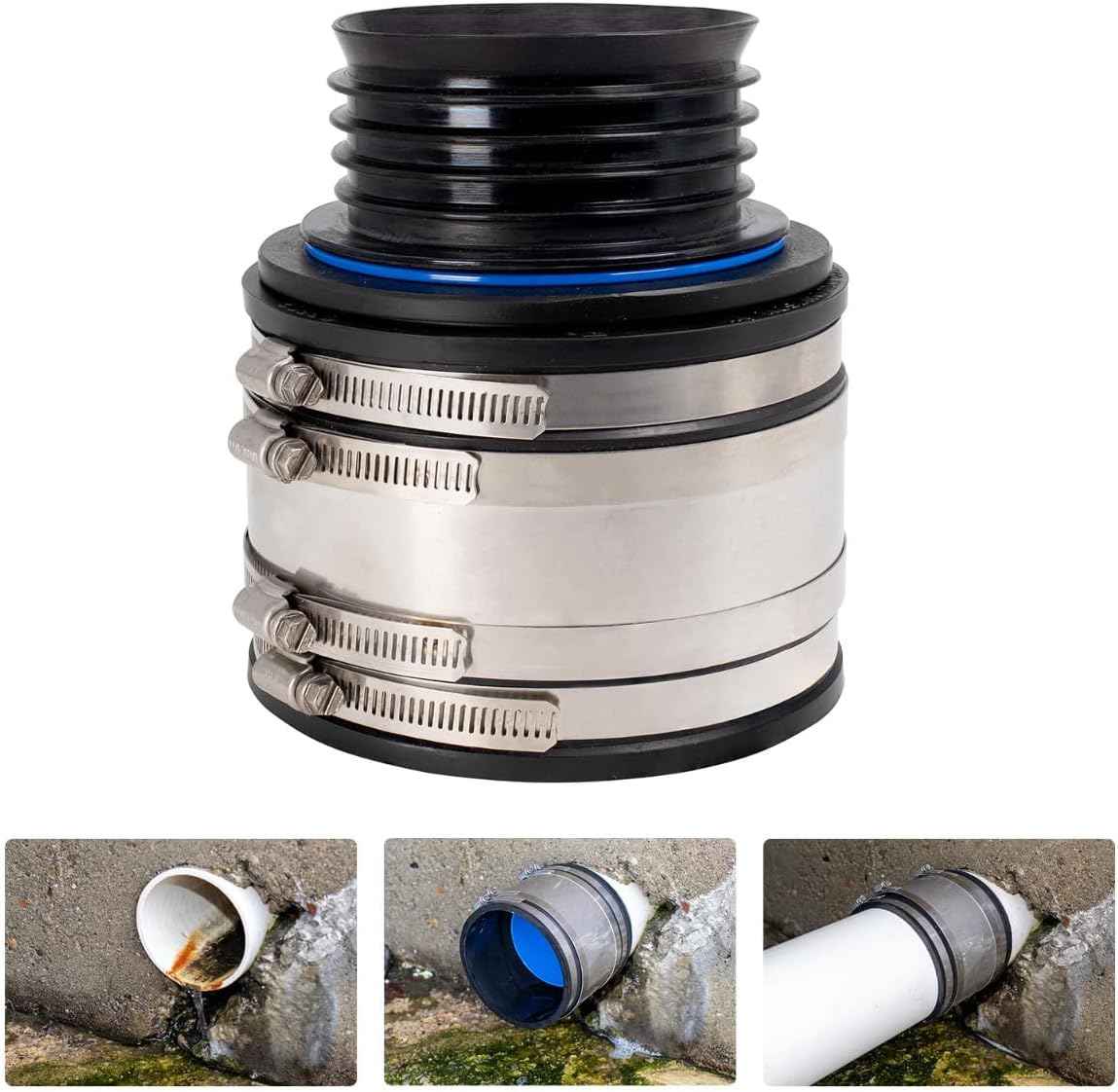 Amazon.com: Fernco 4" ICON RC Pushfit DWV Coupling Sheared Off Pipe ...