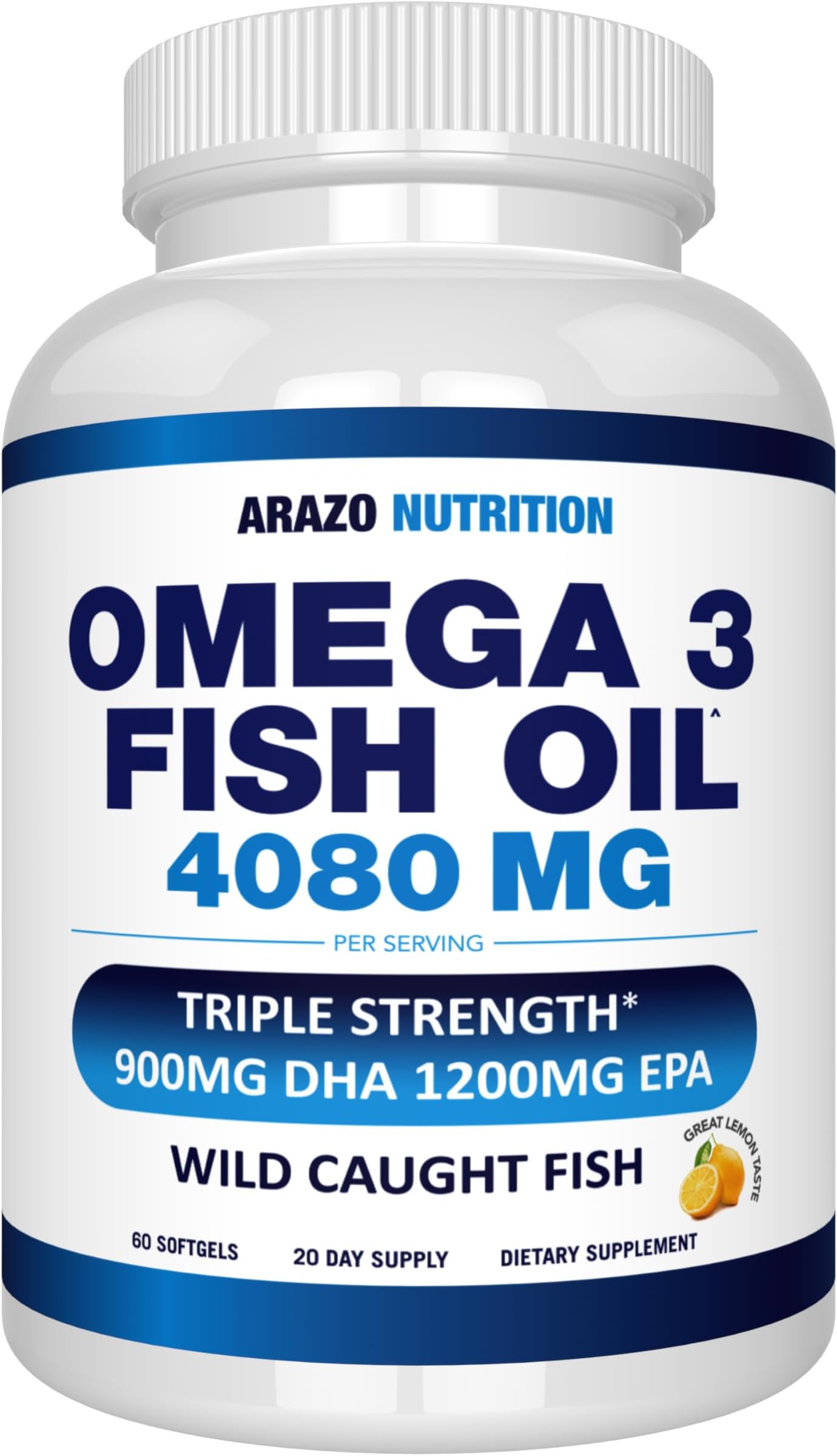 Amazon.com: Arazo Nutrition Wild Caught Omega 3 Fish Oil – 60 Soft Gels ...