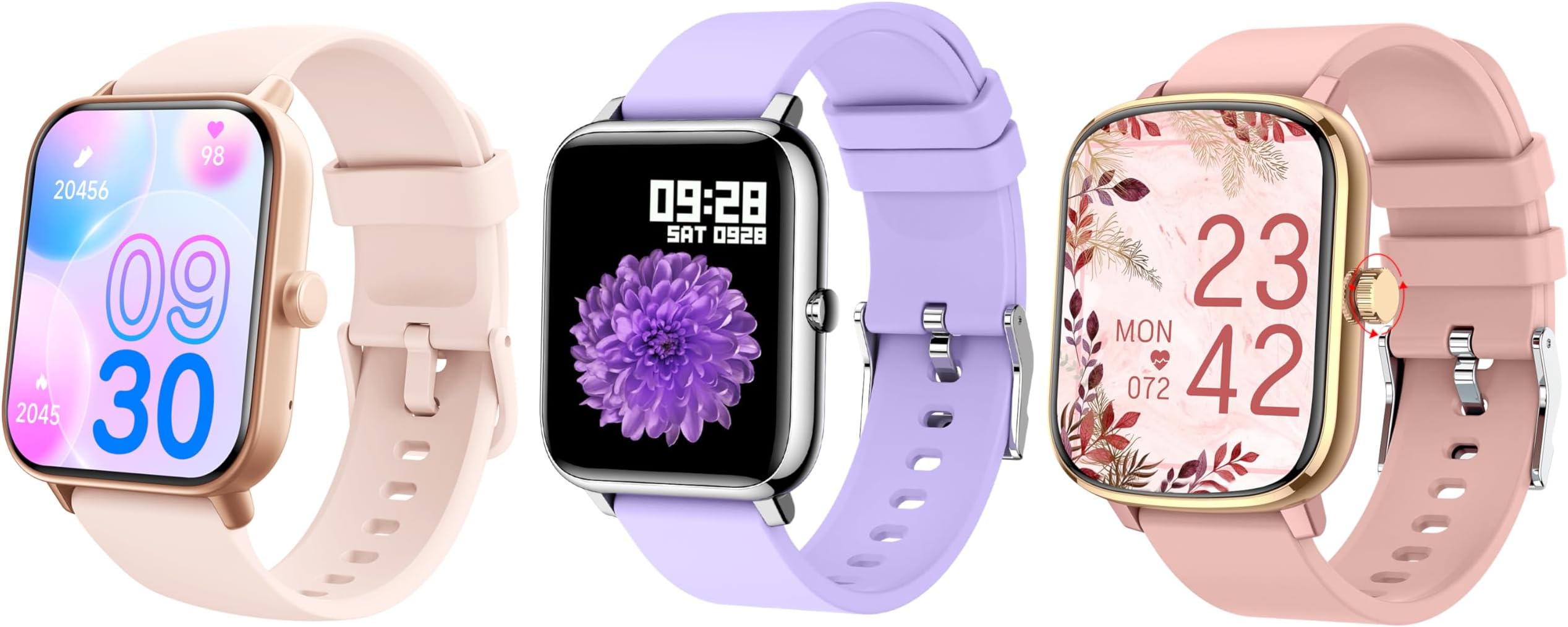 Amazon.com: KALINCO 3 Pack Smart Watch Bundle: IDW19 Pink, P22 Purple and P96 Pink Gold, with ...