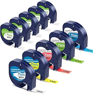 Amazon.com: 5 Pack Colored ＋ 5 Pack 91330 Label Tape Compatible with ...