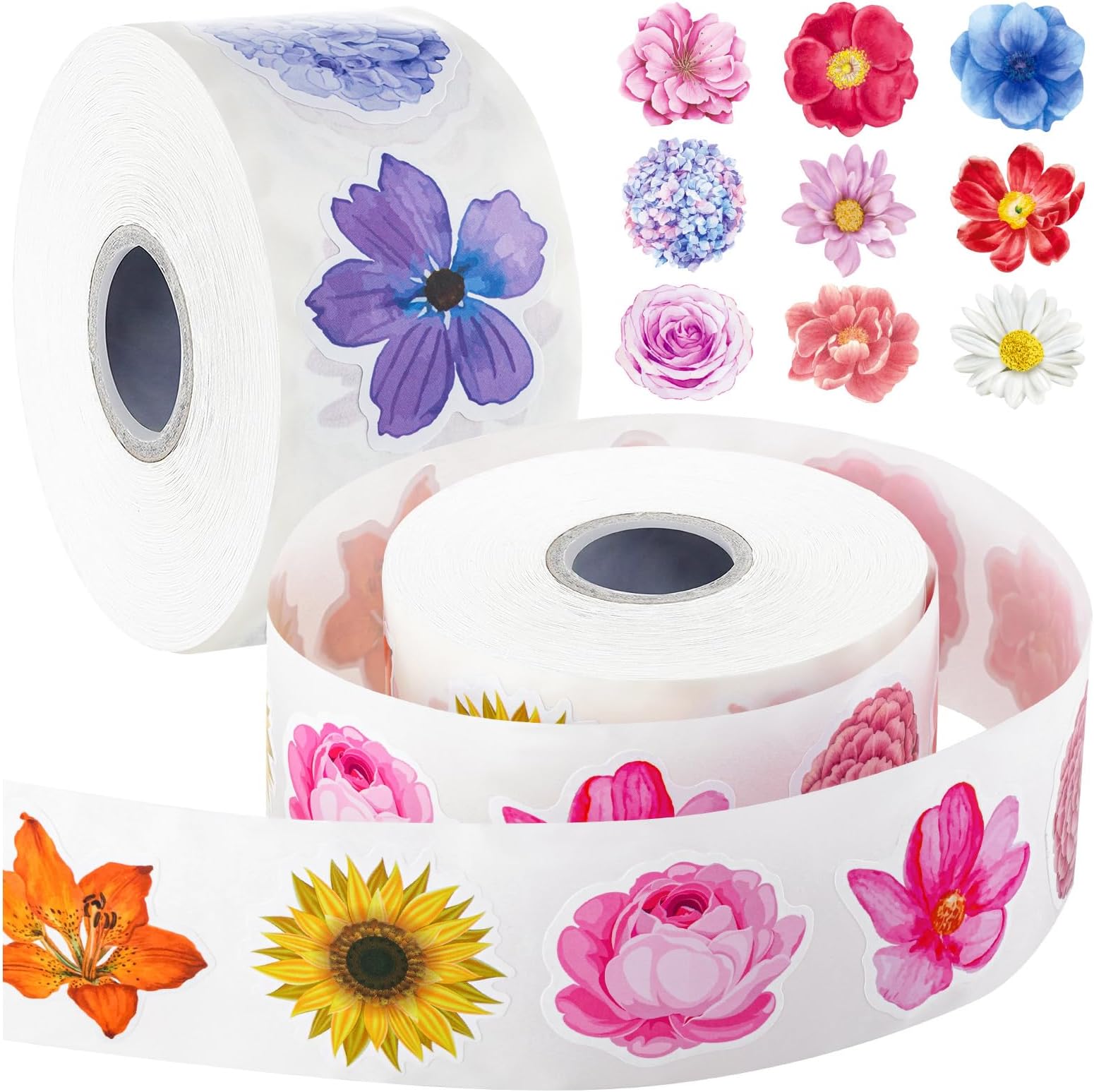 Amazon.com: A1diee Watercolor Flower Stickers Roll - 1000Pcs with 16 ...