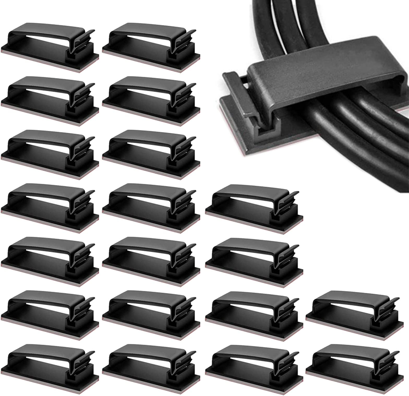 Amazon.com: 20 Pcs Cable Clips Adhesive Cable Management Wire Clip Self ...