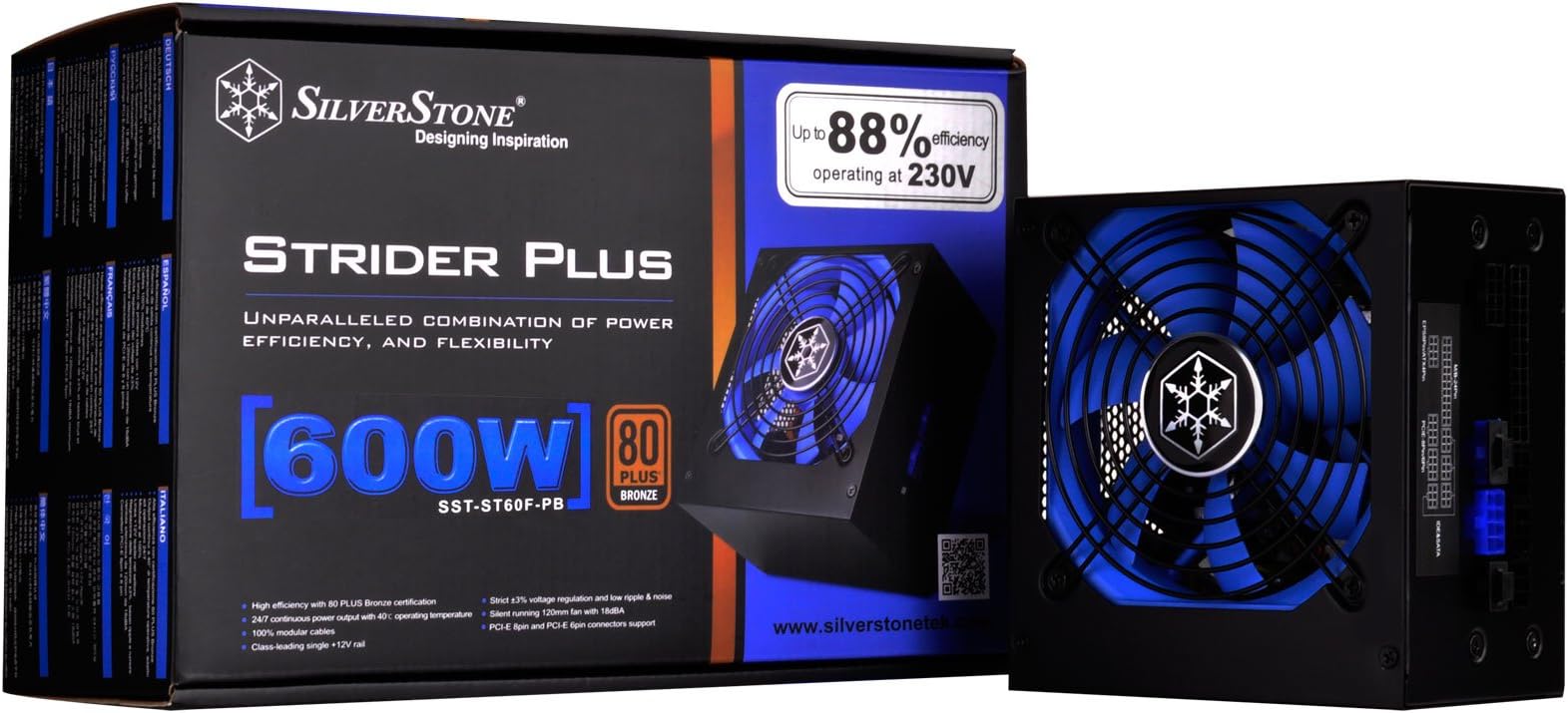 SilverStone SST-ST60F-PB - Serie Strider Plus, 600W 80 Plus Bronze ATX ...