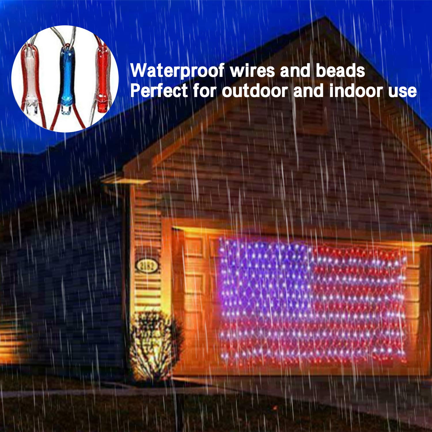 Snapklik.com : American Flag Lights, 420LED Outdoor Waterproof Red ...