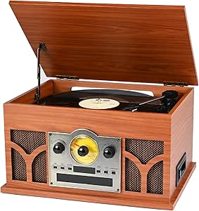 Amazon.com: 10-in-1 Vinyl Record Player with Built-in Speakers Wireless ...