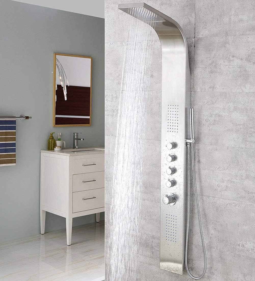 Buy Aon-JY Brushed Nickel Thermostatic Shower Faucet Waterfall Rain ...