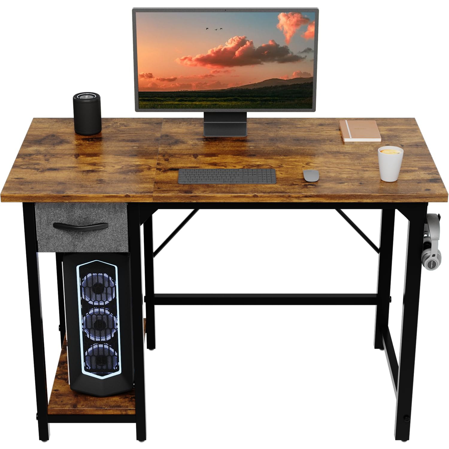 Devoko 100cm Computer Desk With Drawer Study Writing Desk Small ...