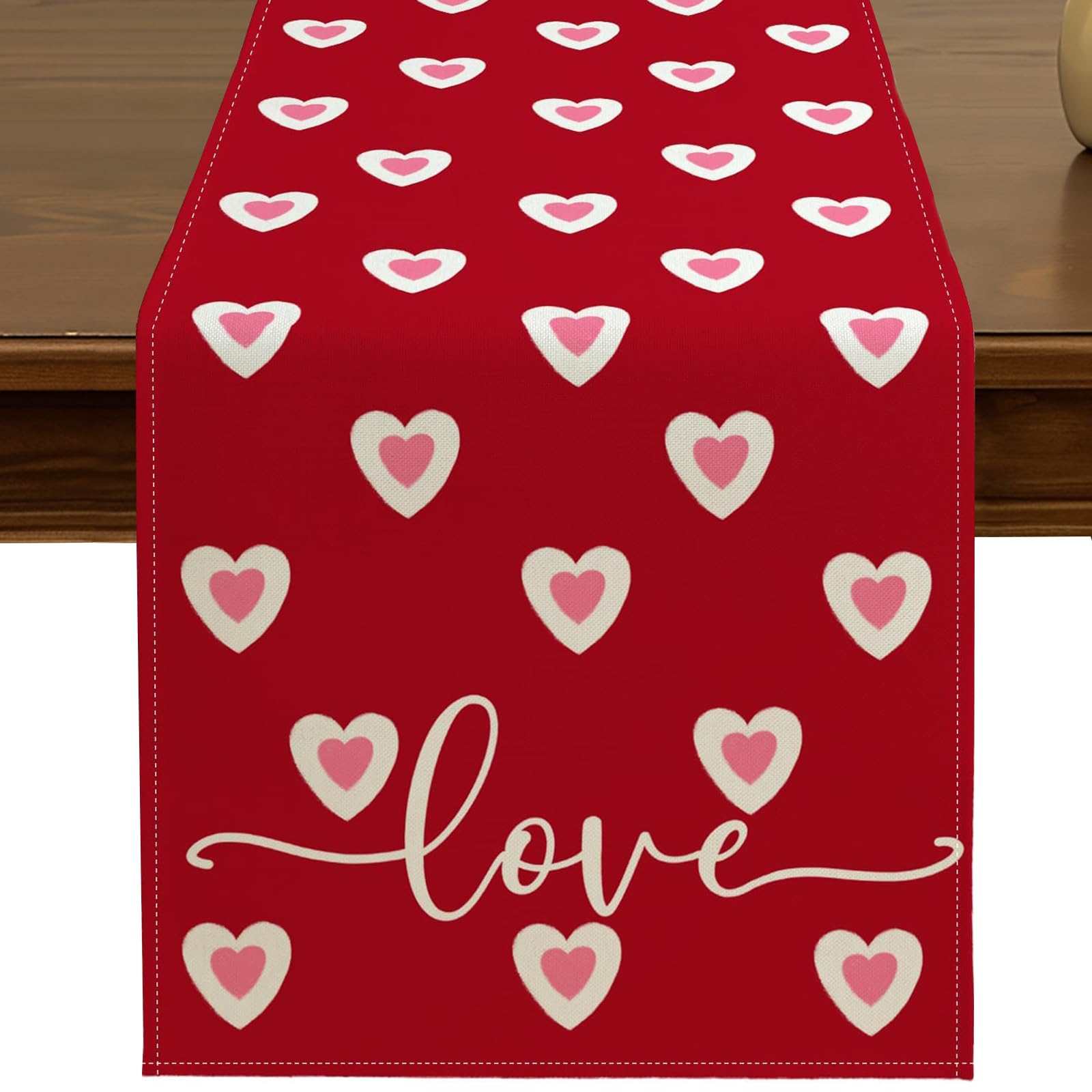Amazon.com: Love Heart Valentines Day Table Runner 13x72 Inch Red ...