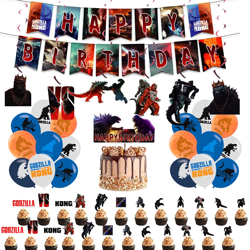 Godzilla Party Supplies Godzilla Vs Kong Party Decorations With Happy ...