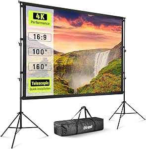 Amazon.com: OTREST 100” Projector Screen with Stand, Wrinkle Free ...