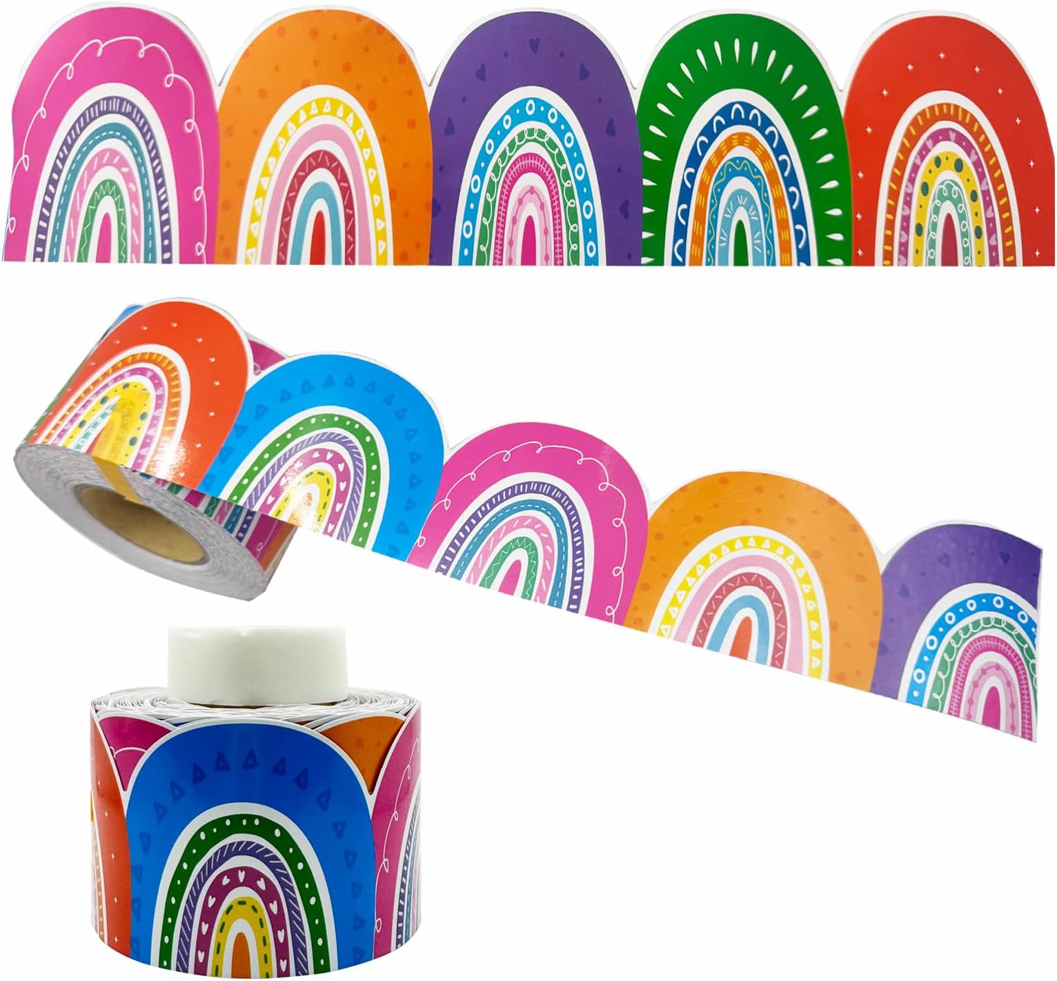 Amazon.com: 65 Feet Rainbow Bulletin Board Borders, Scalloped Border ...