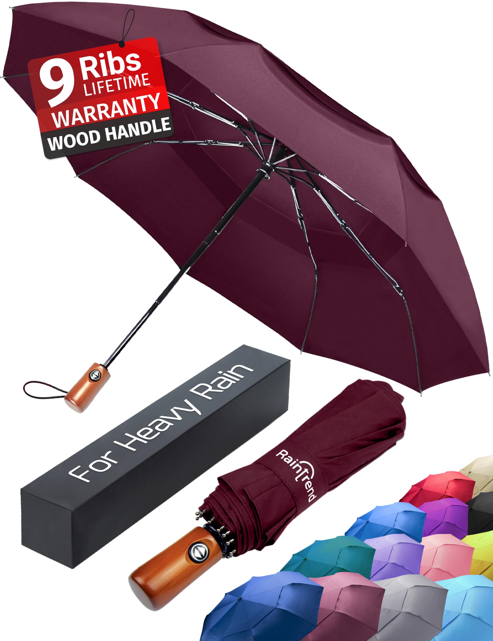 Amazon.com: Premium Umbrella Windproof Travel Umbrellas for Rain ...