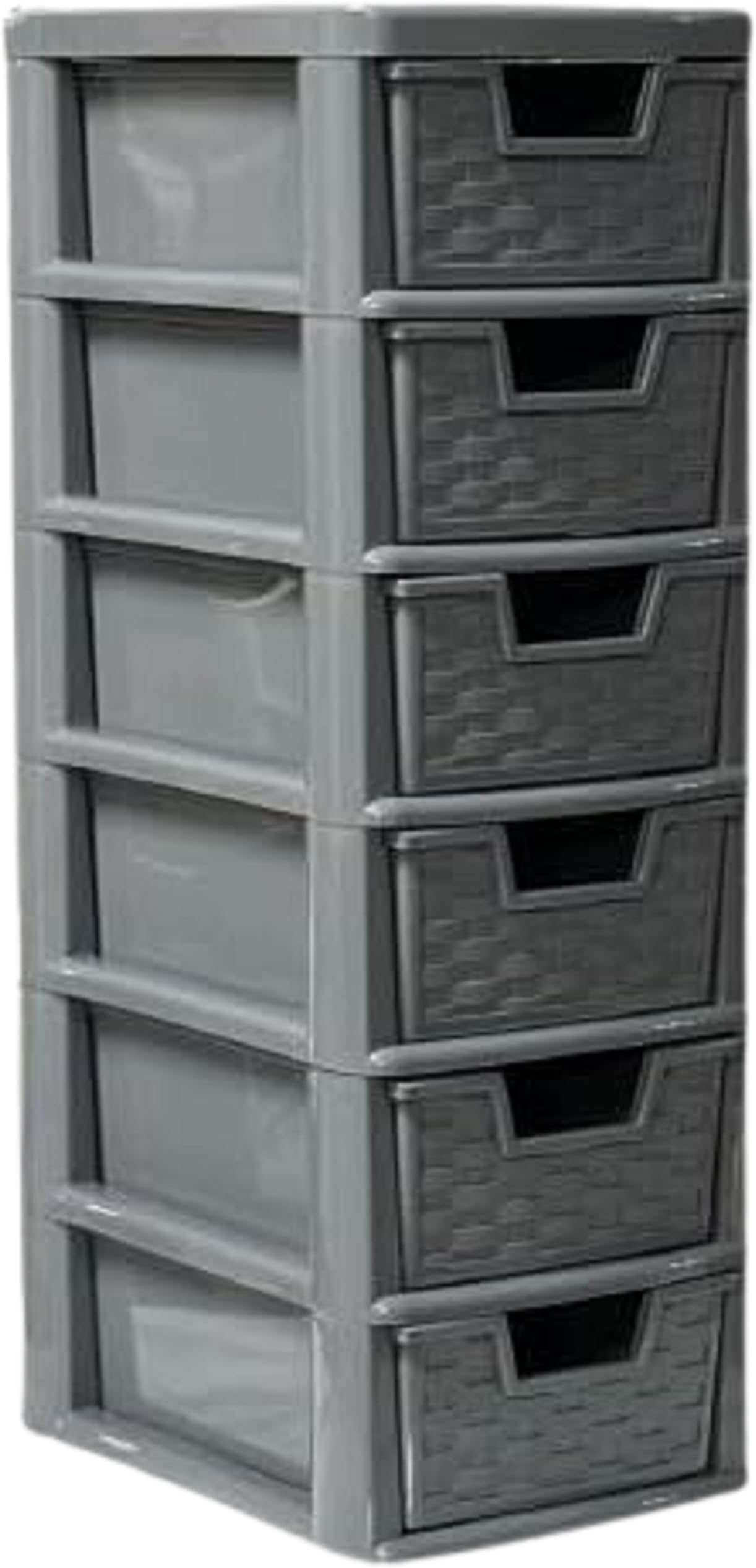 ALEEZ - 4 Drawer Storage Unit - Rattan Effect Plastic Tower Unit - Home ...