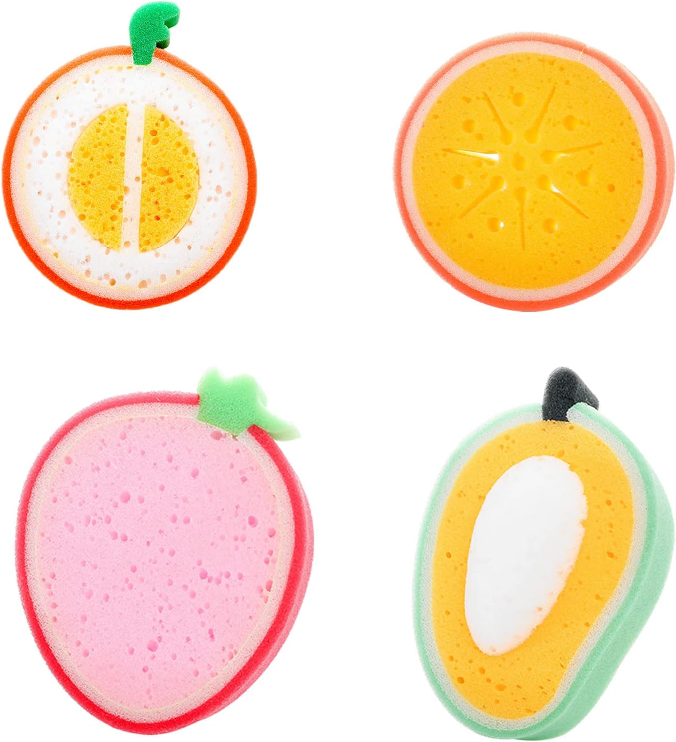 4 Pack Cutlery Sponges Cute Fruit Shape Thick Kitchen Sponges Multi ...