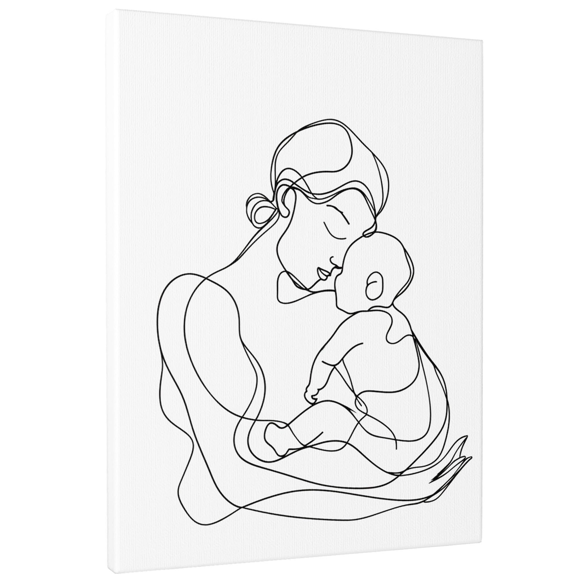 Mother And Baby Line Drawing