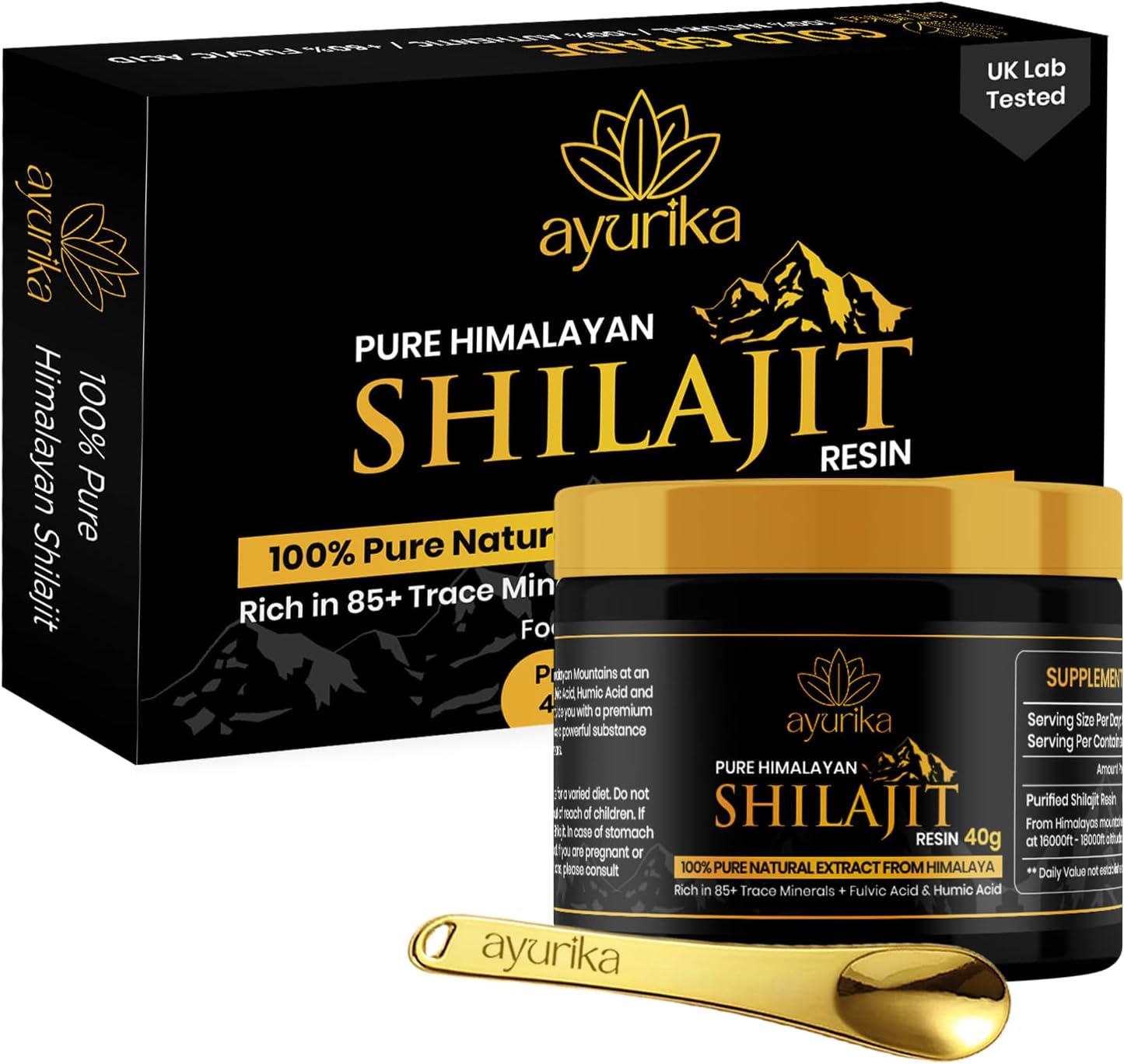 Shilajit Resin - 40g Jar with Spoon - Shilajit Resin Himalayan ...