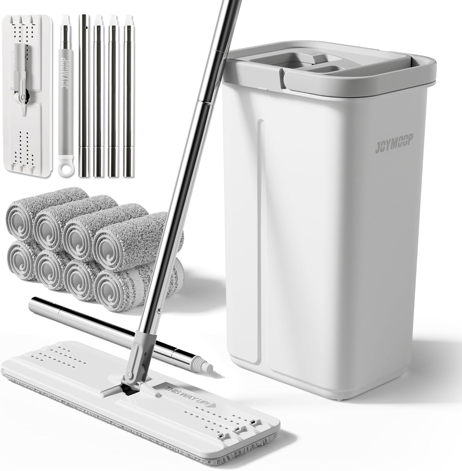 Amazon.com: JOYMOOP Mop and Bucket with Wringer Set with 61" Mop Handle ...