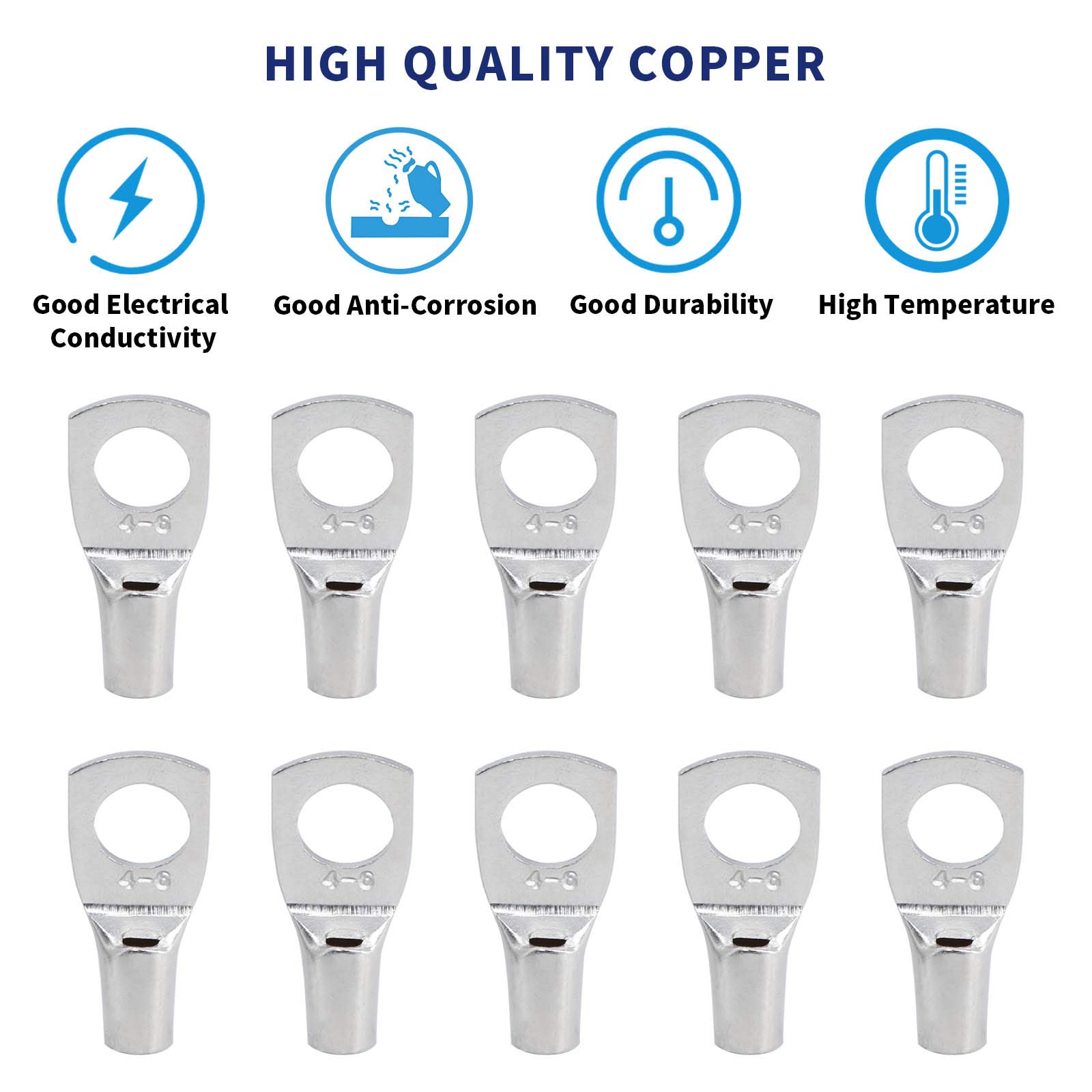 Snapklik.com : Tinned Copper AWG14-12 1/4"Stud Battery Cable Lugs,Heavy ...