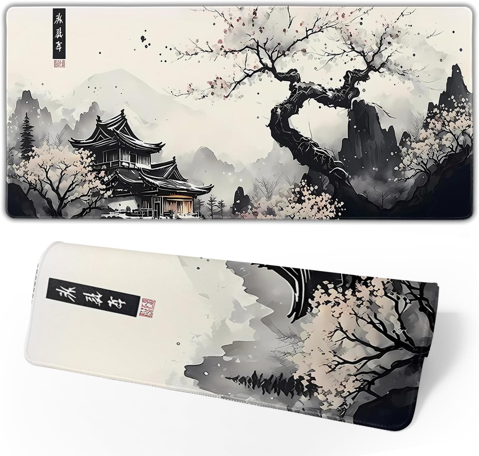 Donboly Gaming Mouse Pad Japanese Pagoda and Cherry Blossoms Branch ...