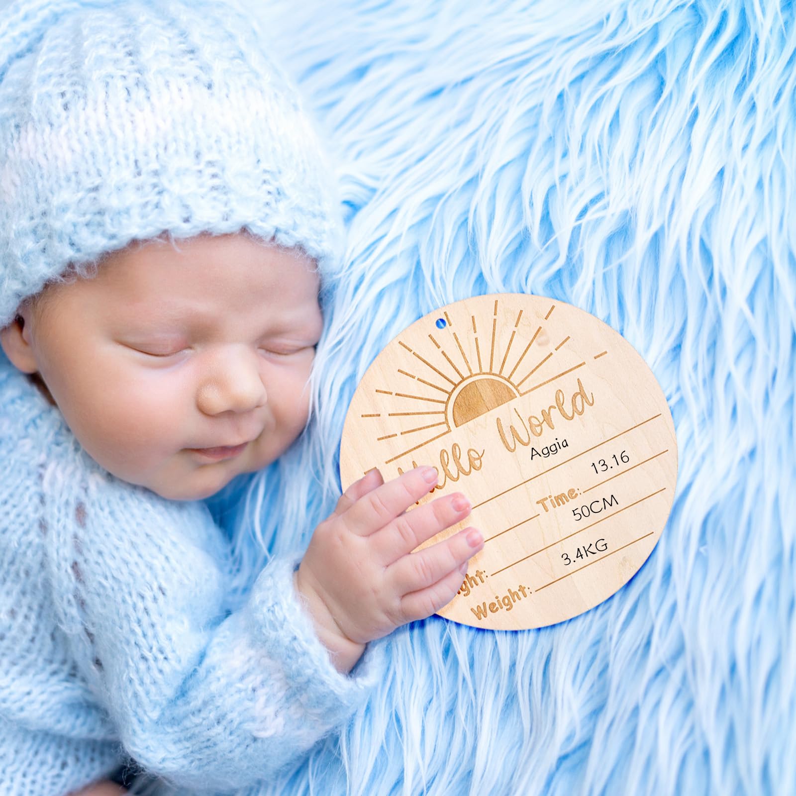 Snapklik.com : Newborn Announcement Sign, Double-Sided Sun Style Wooden ...