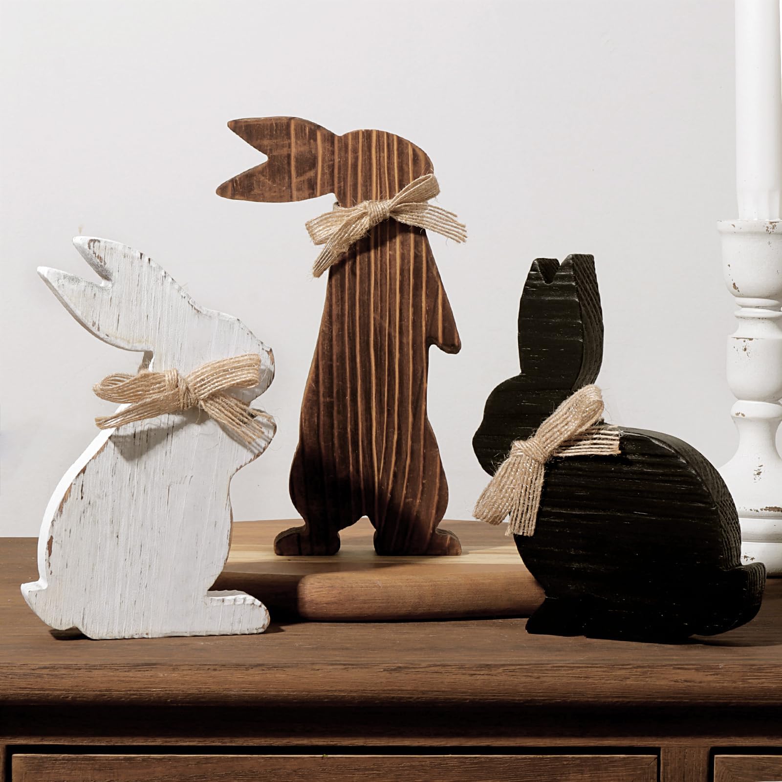 Amazon.com: Thinkday 6 Pcs Easter Bunny Wooden Signs Bunny Decor Easter ...