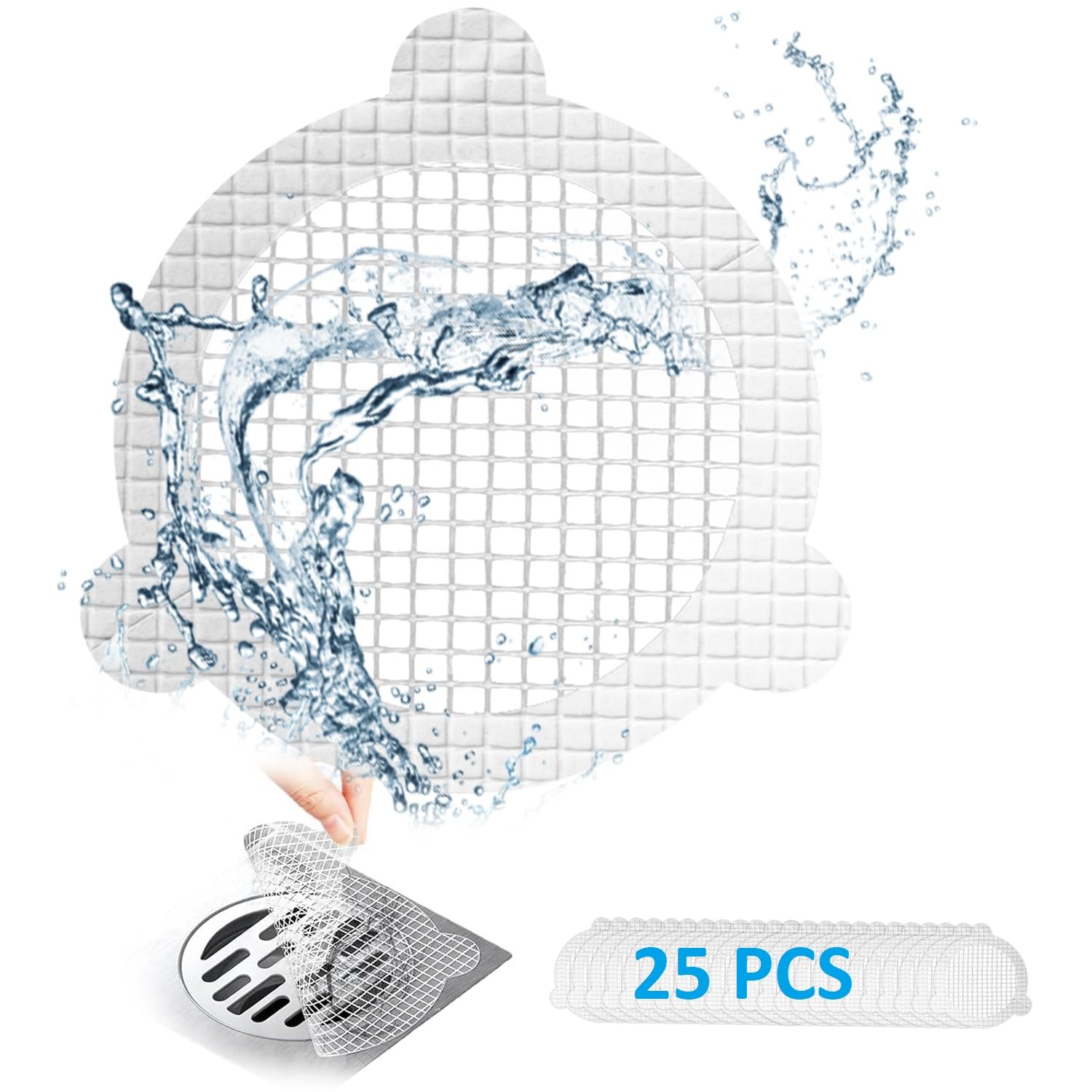 (25 Packs) Disposable Shower Drain Hair Catcher 3.94 Inches Round Drain ...
