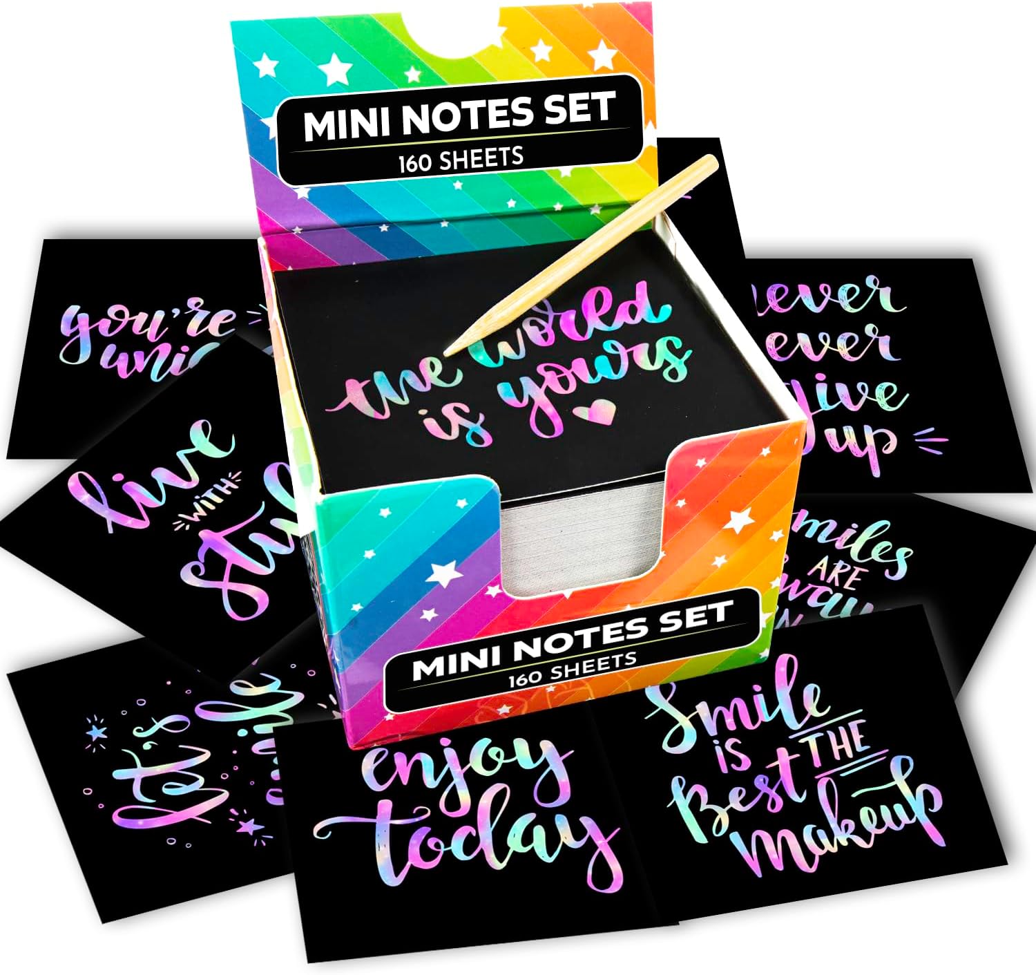 Amazon.com: CHALKY CROWN Mini Notes Rainbow Scratch Paper Art Set (160 ...
