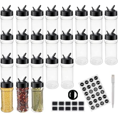 Amazon.com: Mimorou 40 Pack Plastic Spice Jar with Shaker Seasoning Containers 3.5 oz Container ...