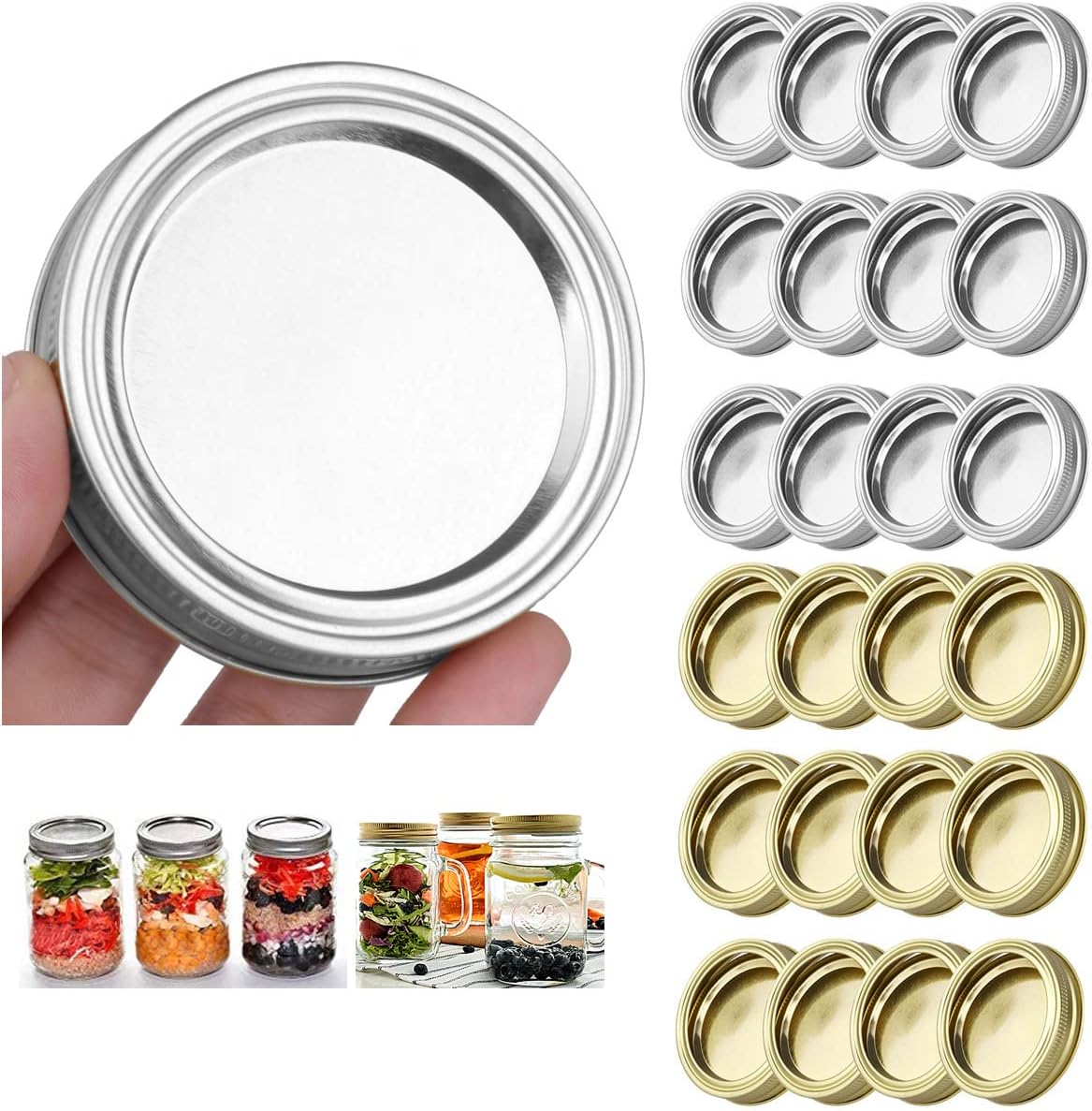 Lot de 24 couvercles pour bocaux Mason Jar - 70 mm - Bonne étanchéité ...