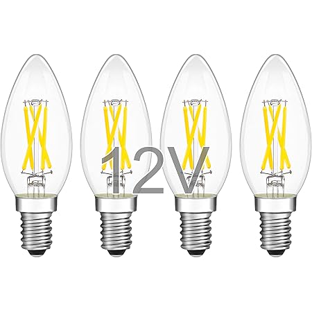 TOKCON 12V Candelabra LED Light Bulbs - Daylight 5000K 4W(Only for 12 ...