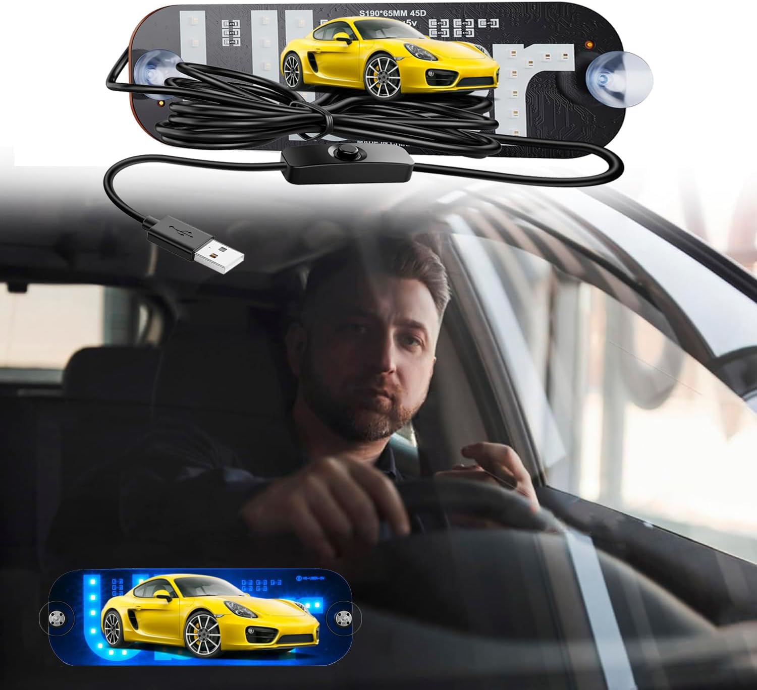 Amazon.com: Led Light Signs for Car, Bumper Stickers Taxi Sign Light ...