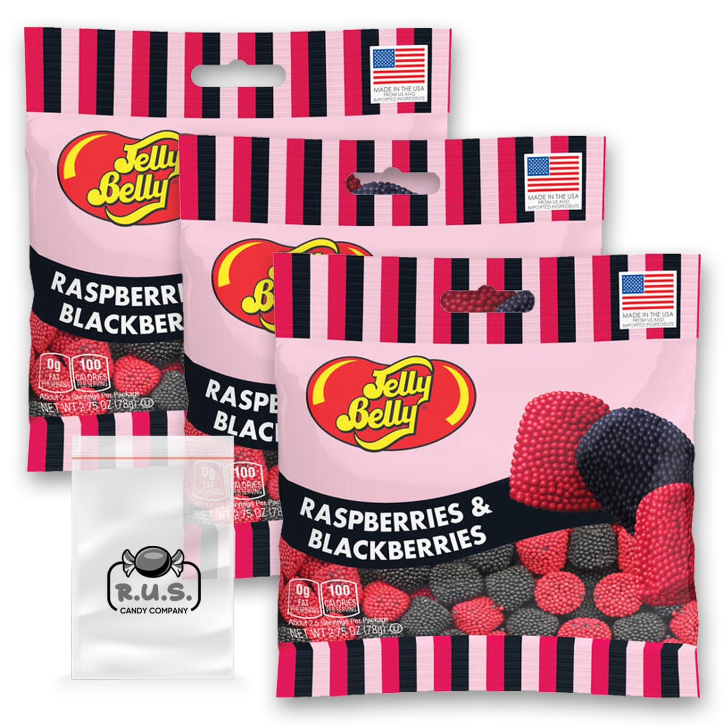 Amazon.com : Jelly Belly Raspberries and Blackberries Candy- 3 Pack - 2 ...